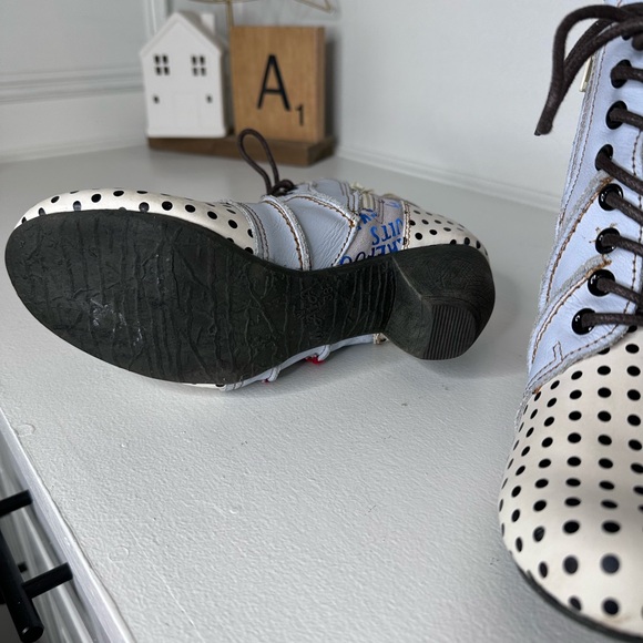 TMA | Shoes | Tma Maia Eyes Unique White Polka Dot Leather Boot Women ...